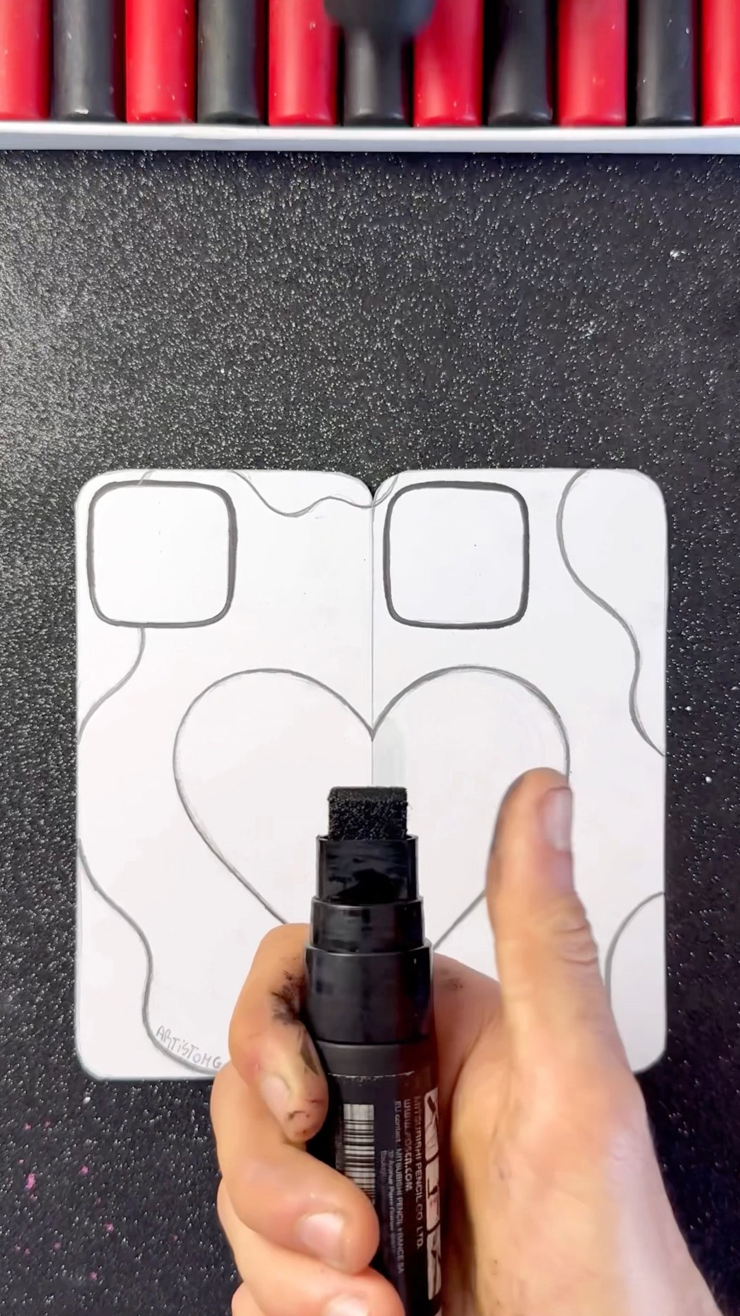 Creating neon heart designs with paint markers