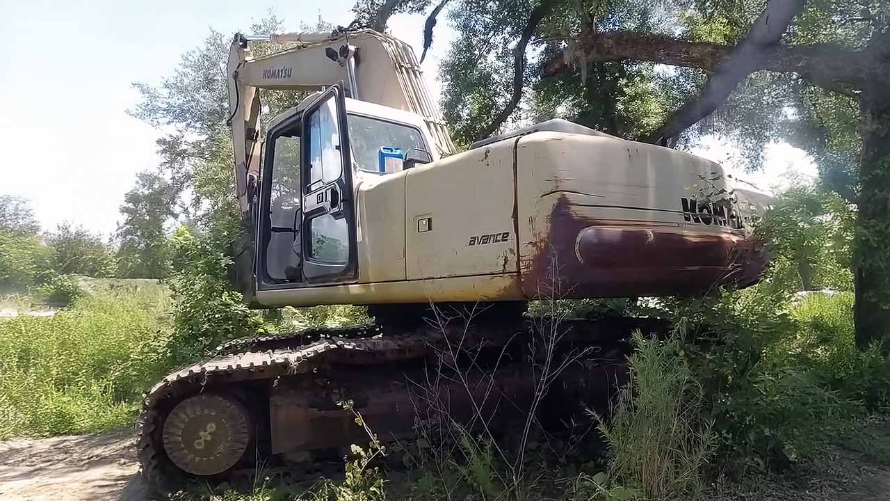 An excavator discovered deep in the forest