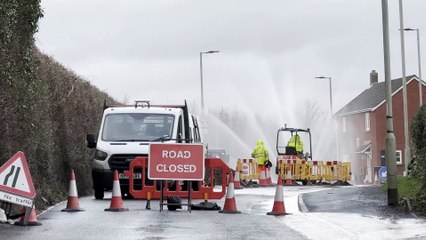 SWW contractors work to repair the burst water main in Crediton: video ...