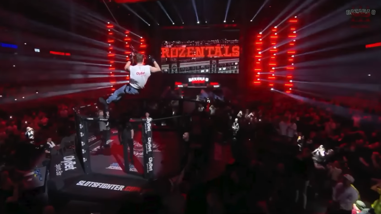 Fighter recreates Shawn Michaels’ iconic WrestleMania XII zipline entrance