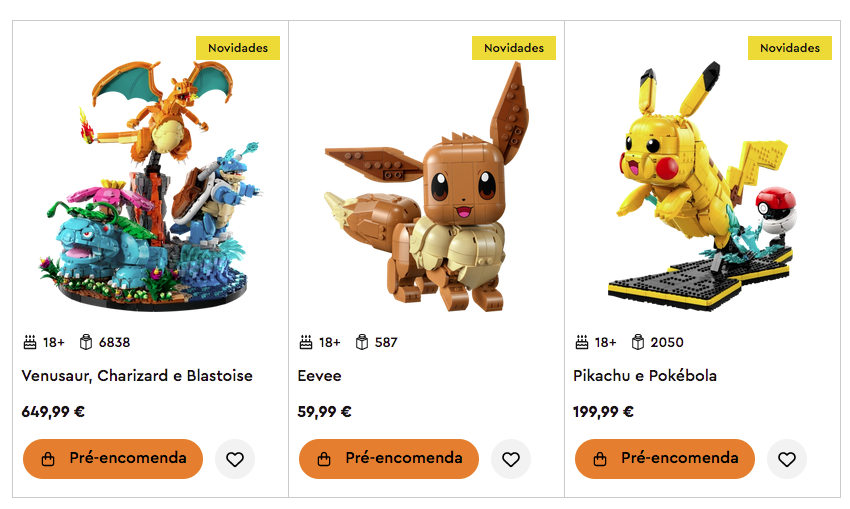 Pokémon chega à LEGO com Pikachu, Eevee, Venusaur, Charizard e ...
