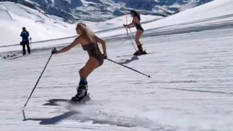 At 58, she skis in an improbable outfit and defies age-related norms