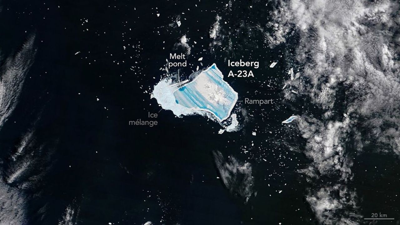 Satellite sees 40-year-old iceberg melt, turn blue | Space photo of the ...