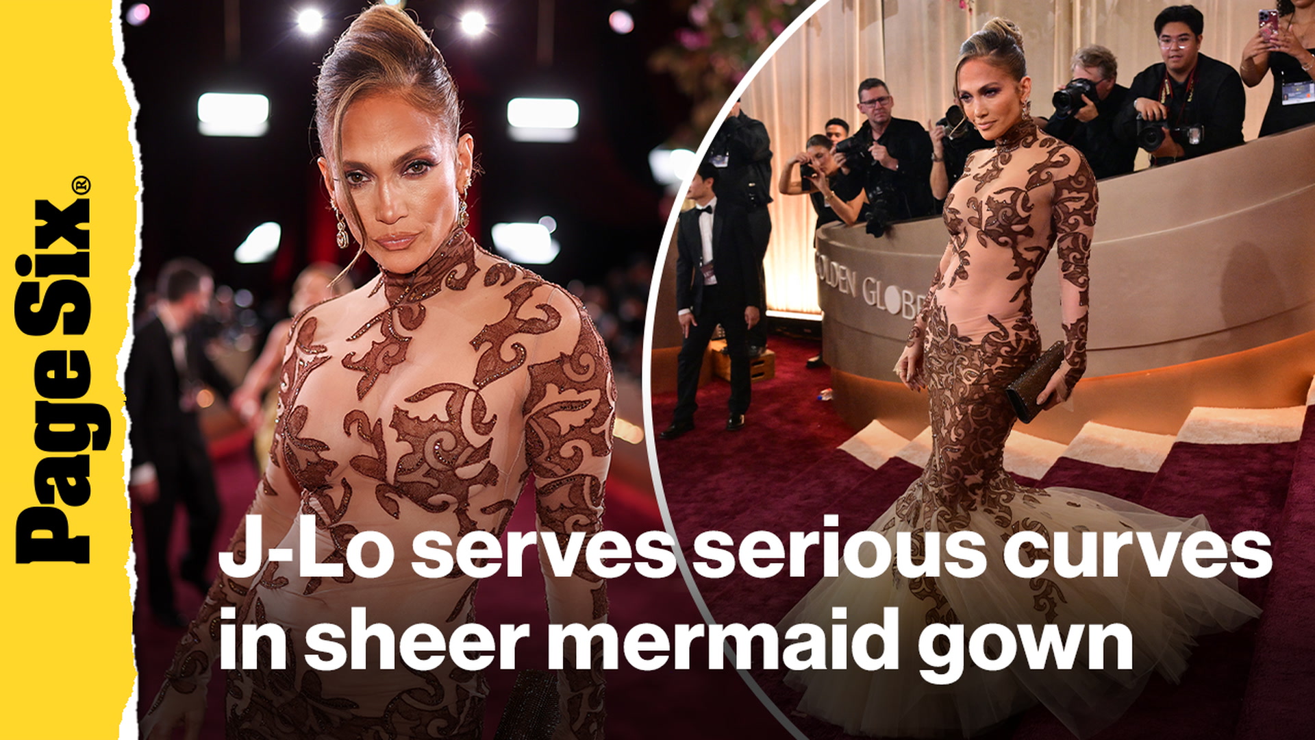 Jennifer Lopez serves serious curves in sheer mermaid gown on Golden ...