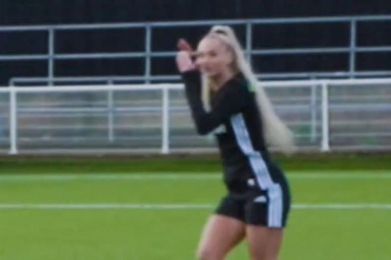 Glam footballer Alisha Lehmann smashes cameraman with wayward shot as ...