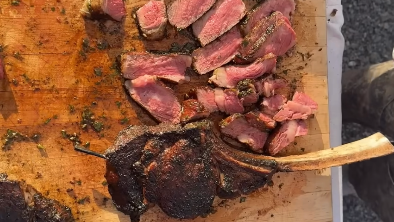 Cooking a 7-bone tomahawk for Bills Week 1