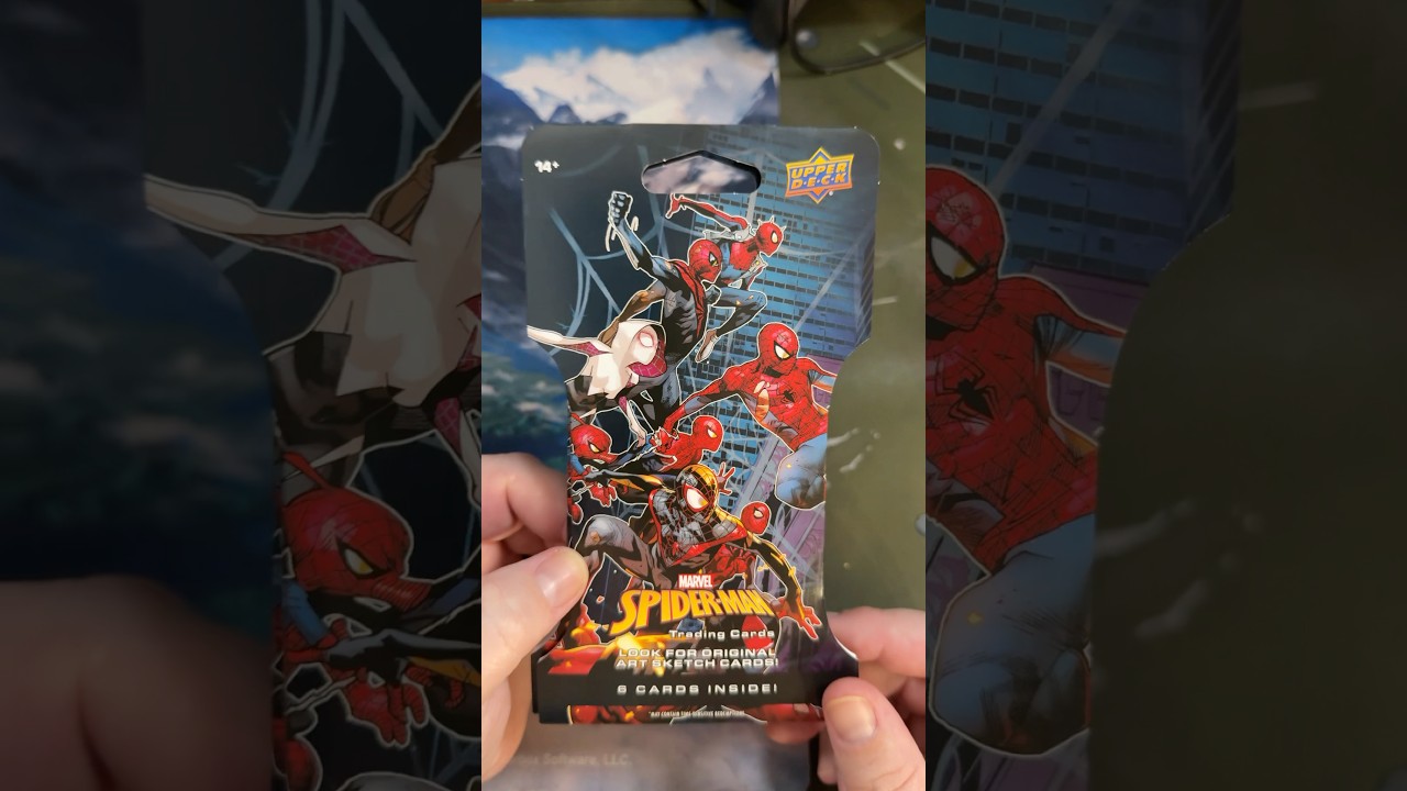 Opening two packs of Spider-Man trading cards by Upper Deck