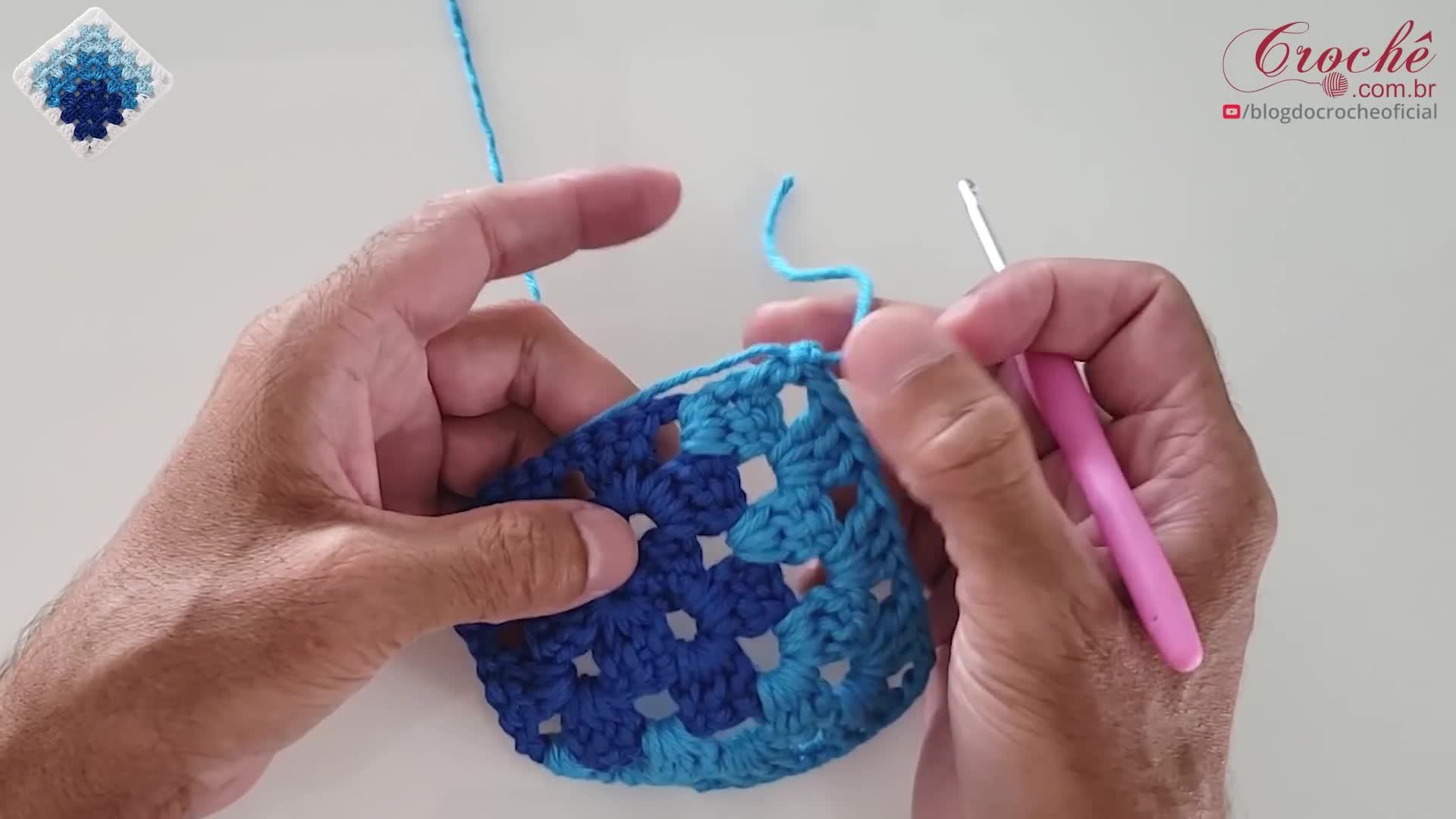 Quadradinho de crochê com efeito 3D - Passo a passo | Square de crochê