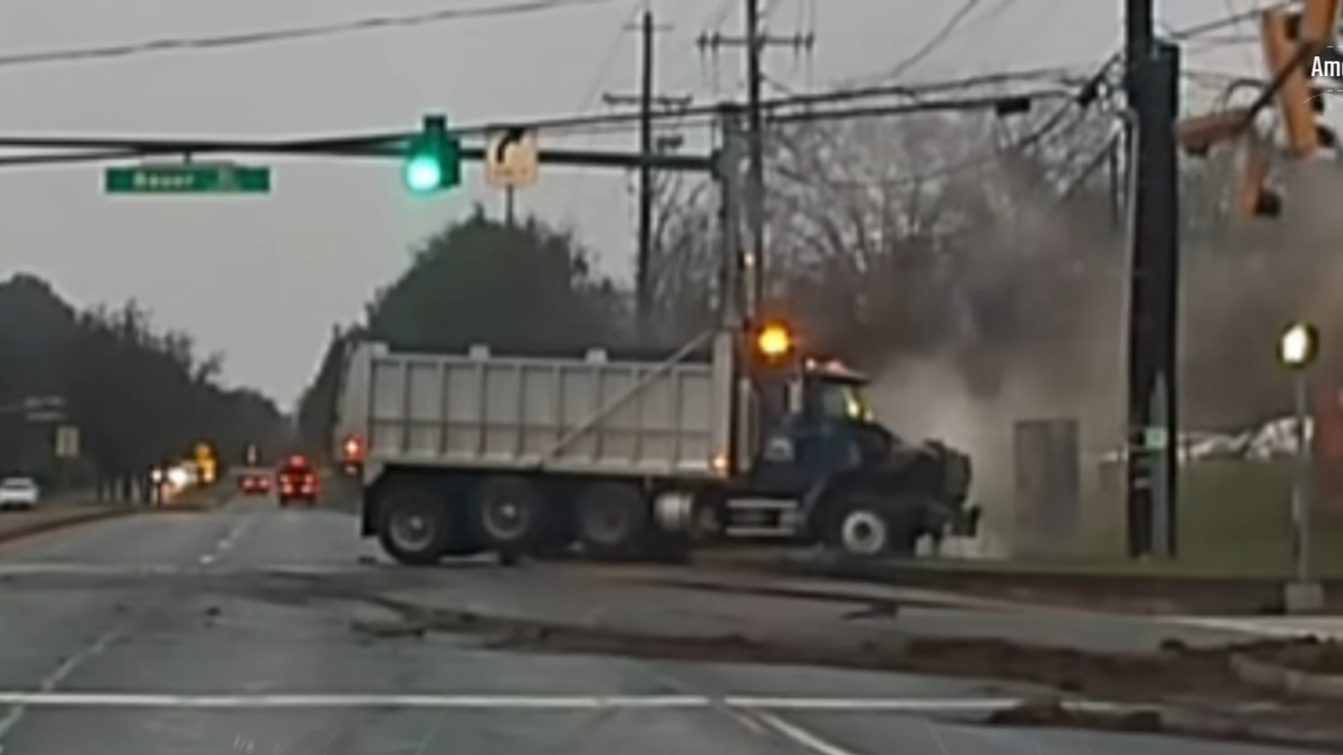 Dump truck collided with a school bus