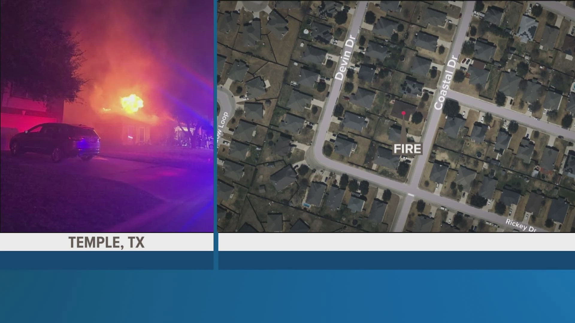 Temple firefighters battle roof fire on Coastal Drive Saturday night