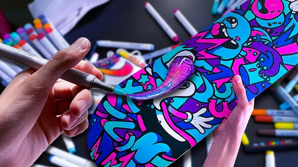 Creating a doodle skateboard by hand