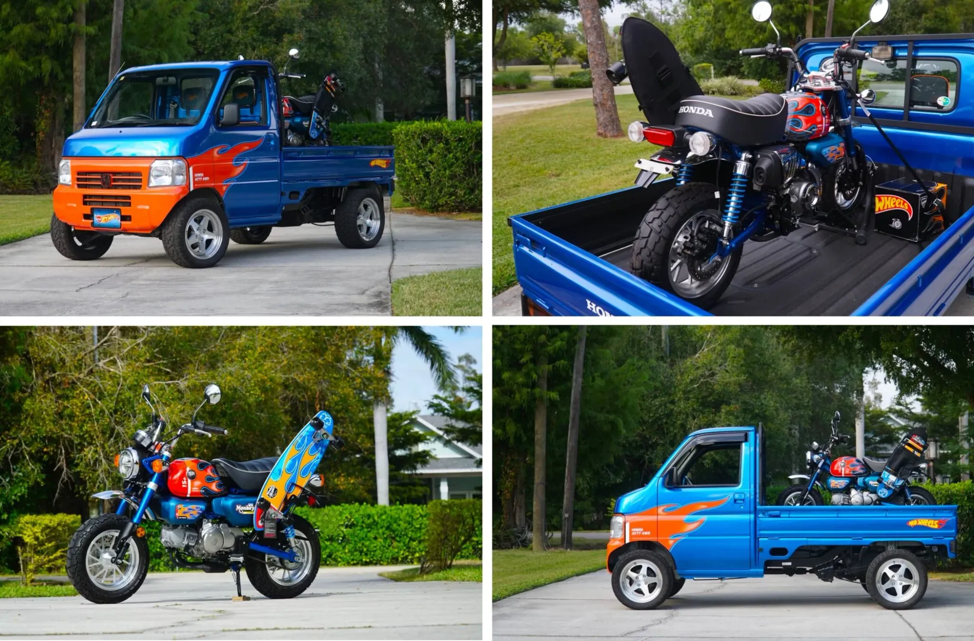 Hot Wheels-Themed Honda Acty 4×4 and Monkey Bike Head