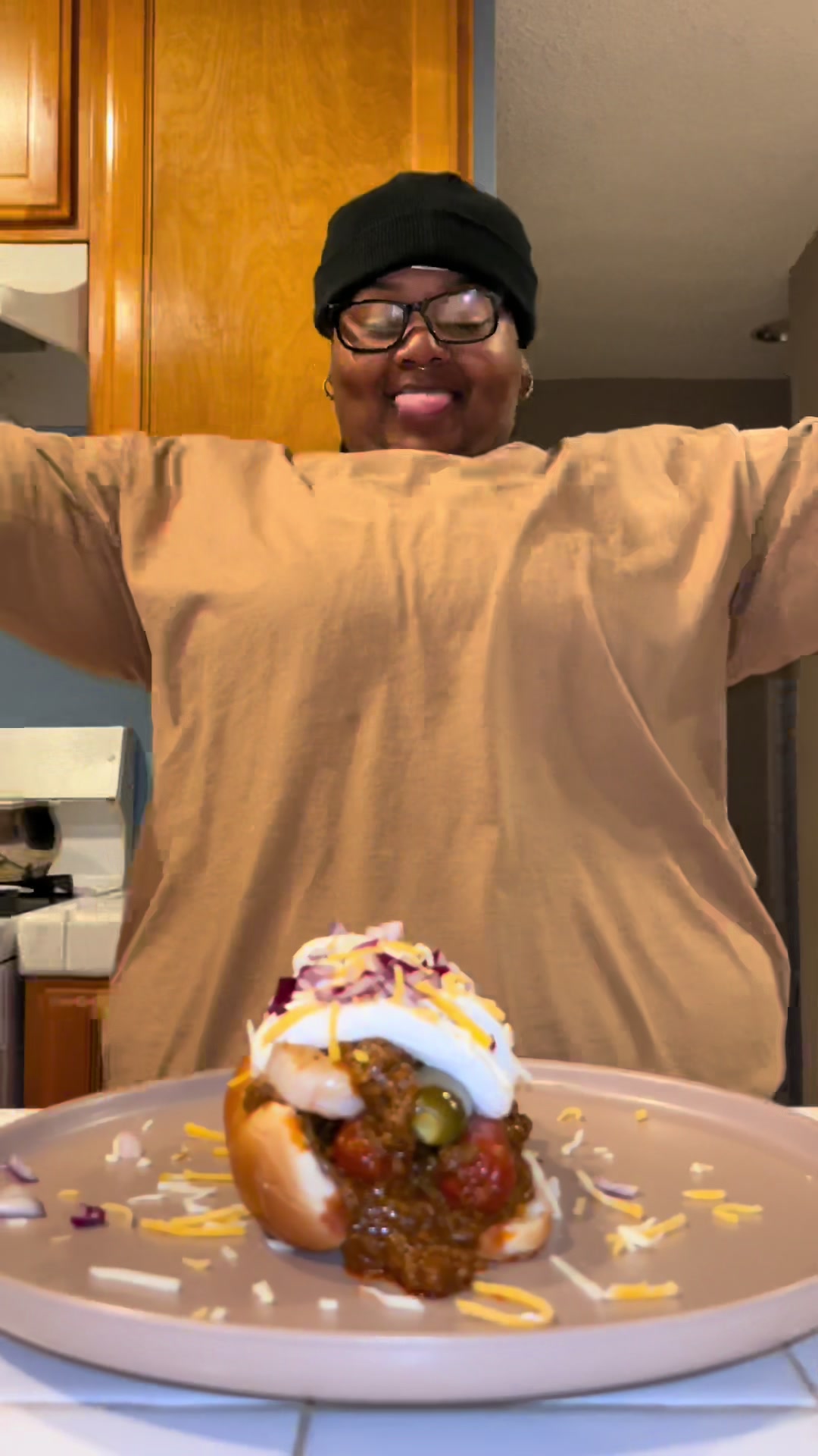 Chili cheese dog loaded with melty goodness