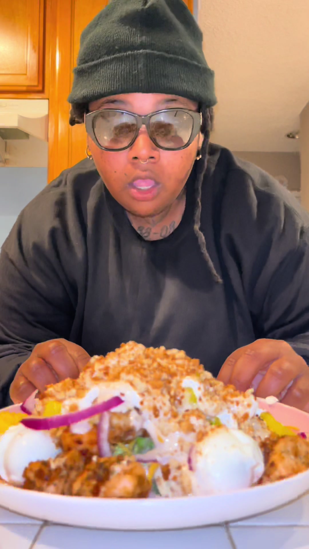 Salmon and shrimp Caesar salad fresh and flavorful