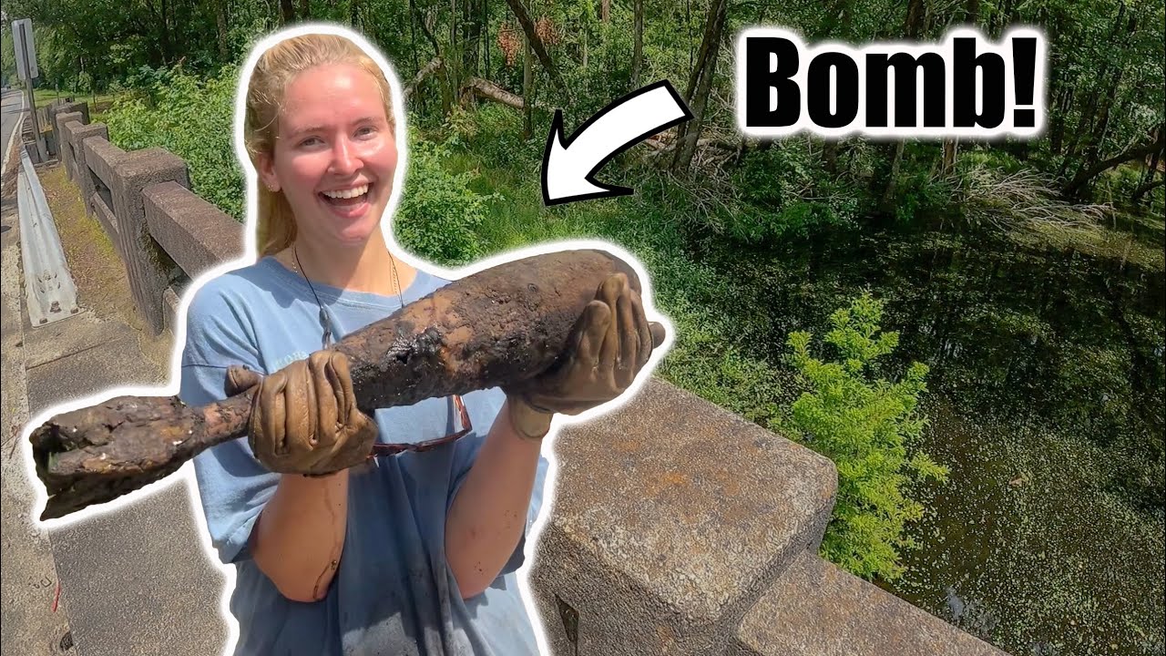 She found a World War II bomb while magnet fishing