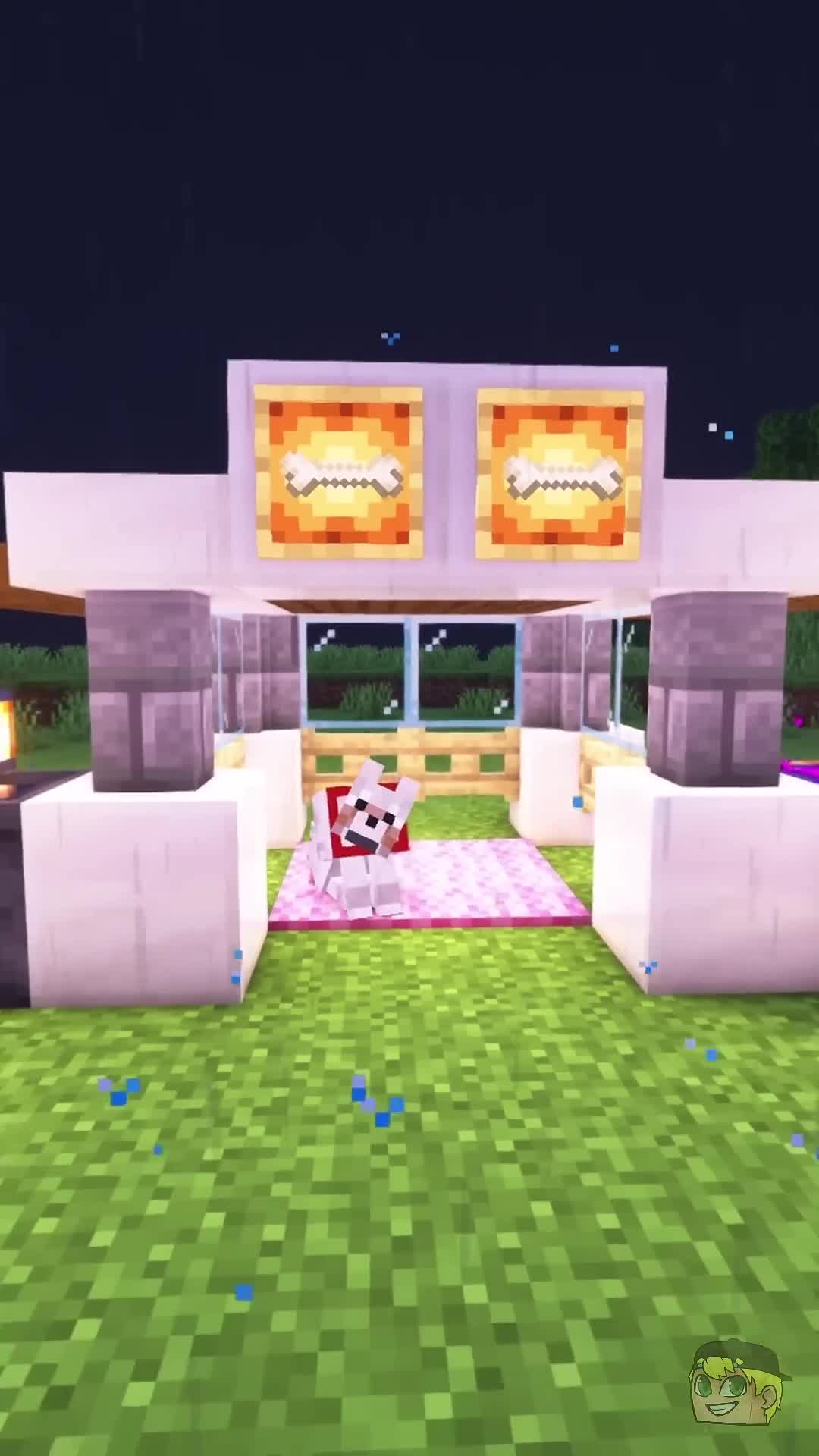 Minecraft house for my dog while he was standing in the rain