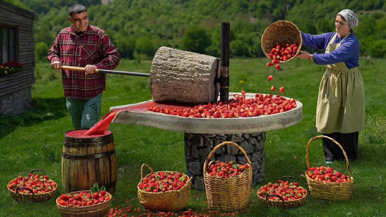 Ancient village method for making strawberry jam