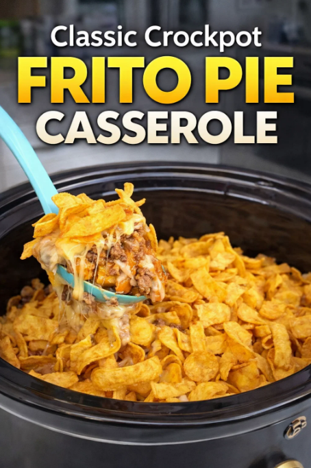 Classic crockpot Frito pie casserole made easy
