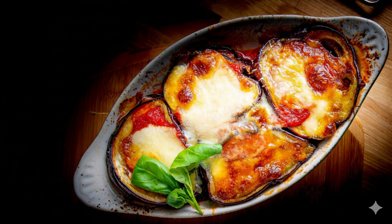 Simple eggplant parmigiana without breadcrumbs