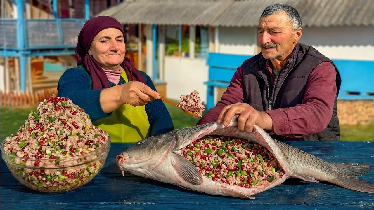 Village-style stuffed fish made over an open fire