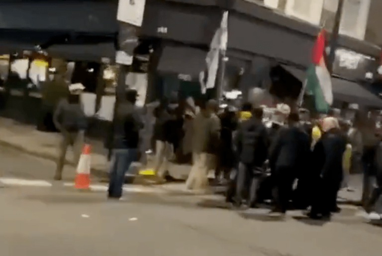 Police accused of 'standing by' while protesters target Israeli restaurant