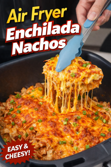 Air fryer enchilada nachos easy Mexican dinner