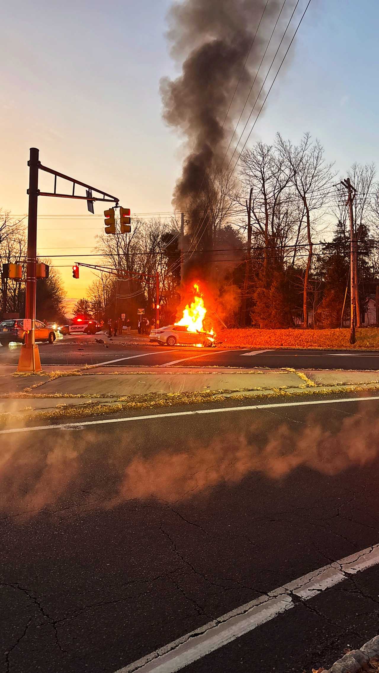 Vehicle engulfed in flames following crash: Raritan Twp fire
