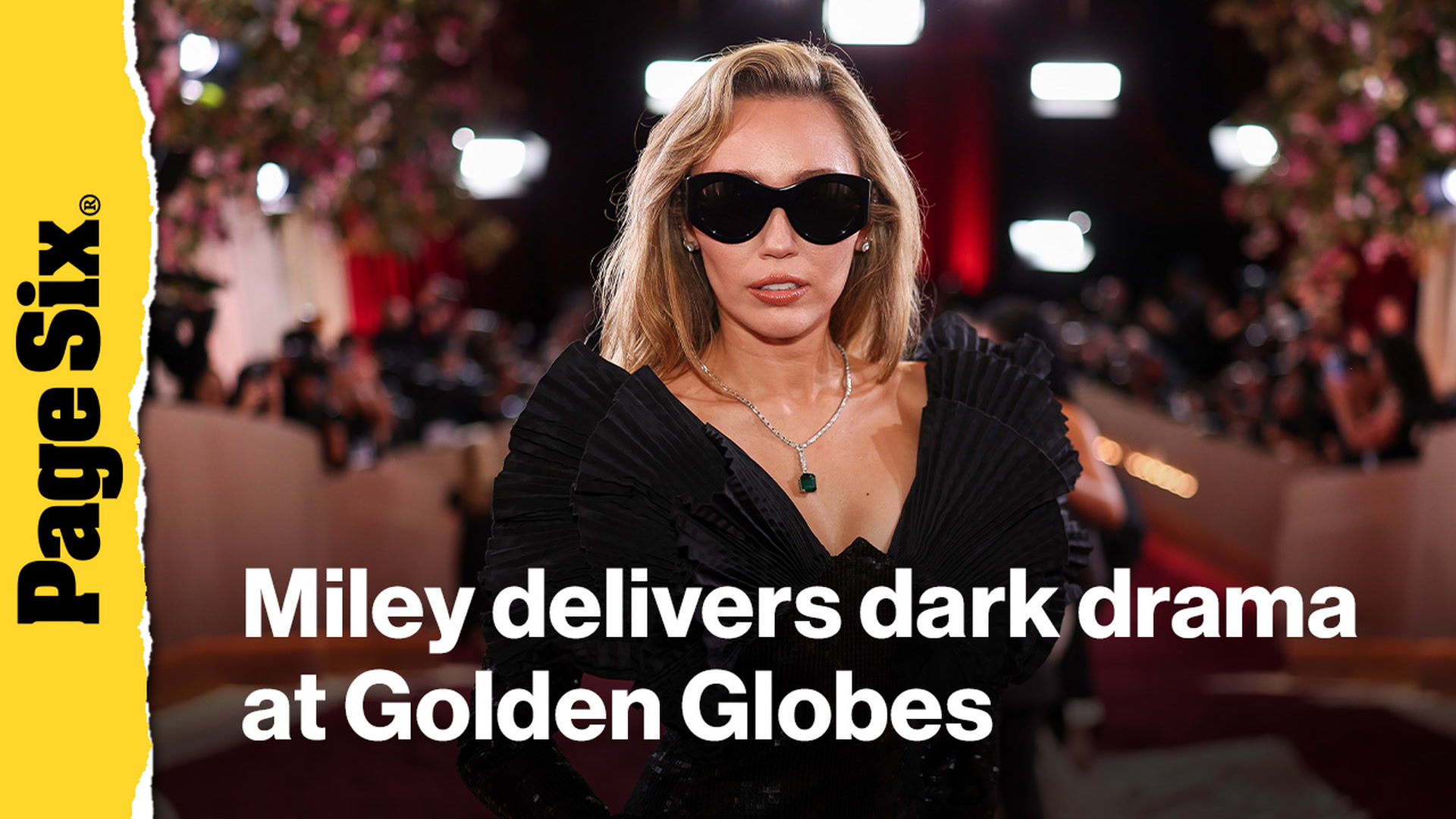 Miley Cyrus delivers dark drama with black sequins and bold shoulders ...