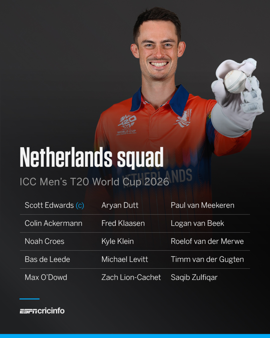 Van der Merwe, de Leede return to Netherlands squad for T20 World Cup