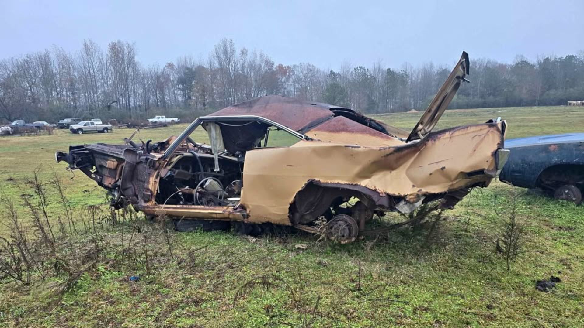 Catastrophically damaged 1969 Dodge Charger listed for sale in Alabama