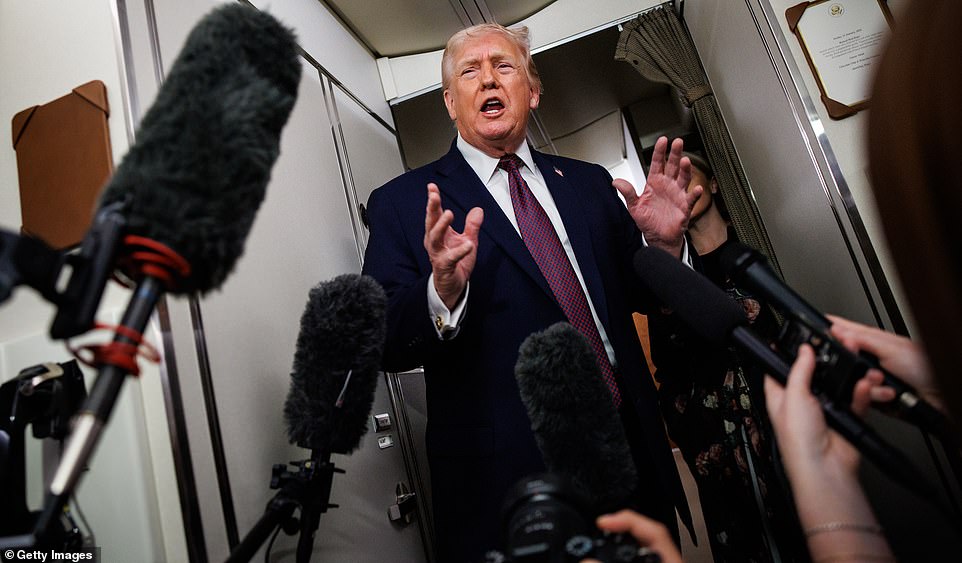 Trump Karoline Leavitt joke as Air Force One jolts mid-flight