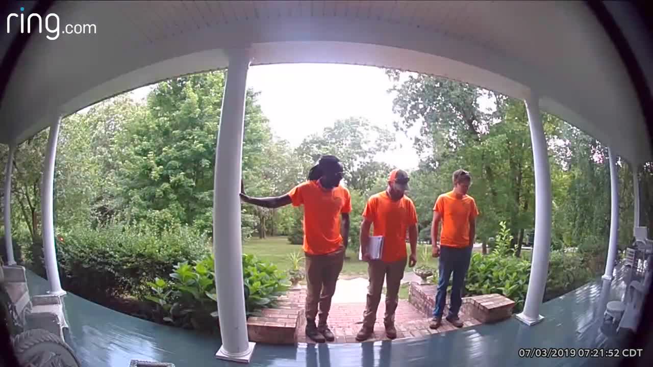 Trying to ring the doorbell when you think there's wet paint