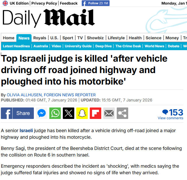 Benny Sagi, morto in un incidente stradale, non era il giudice del ...