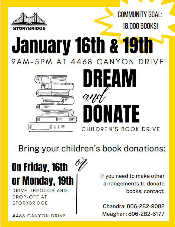 Storybridge accepting donations for Dream & Donate book drive