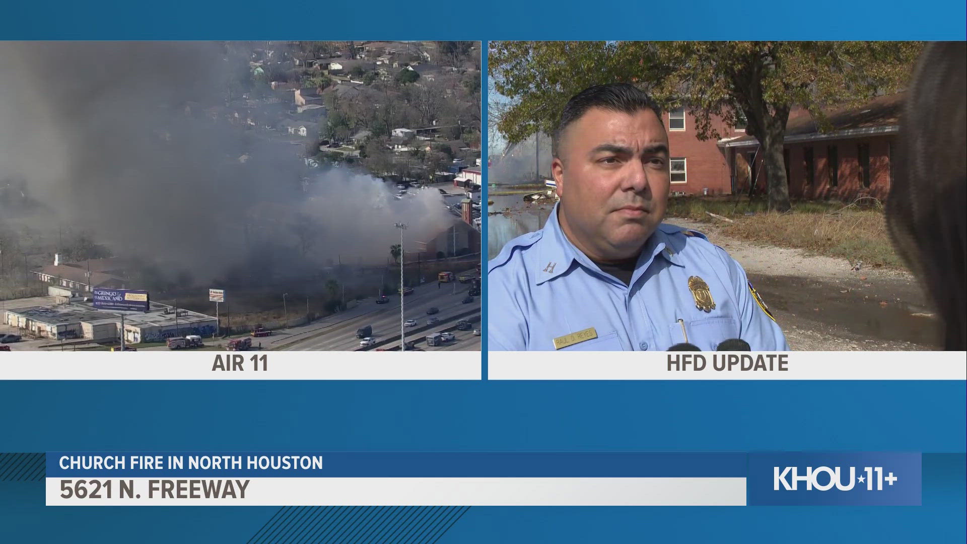 Houston Fire Department gives update on fire at former church buildings
