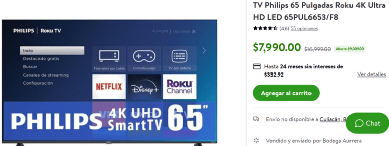 Mamá Lucha rebaja más del 50% en TV Philips 65 con Roku UHD 4K que ...