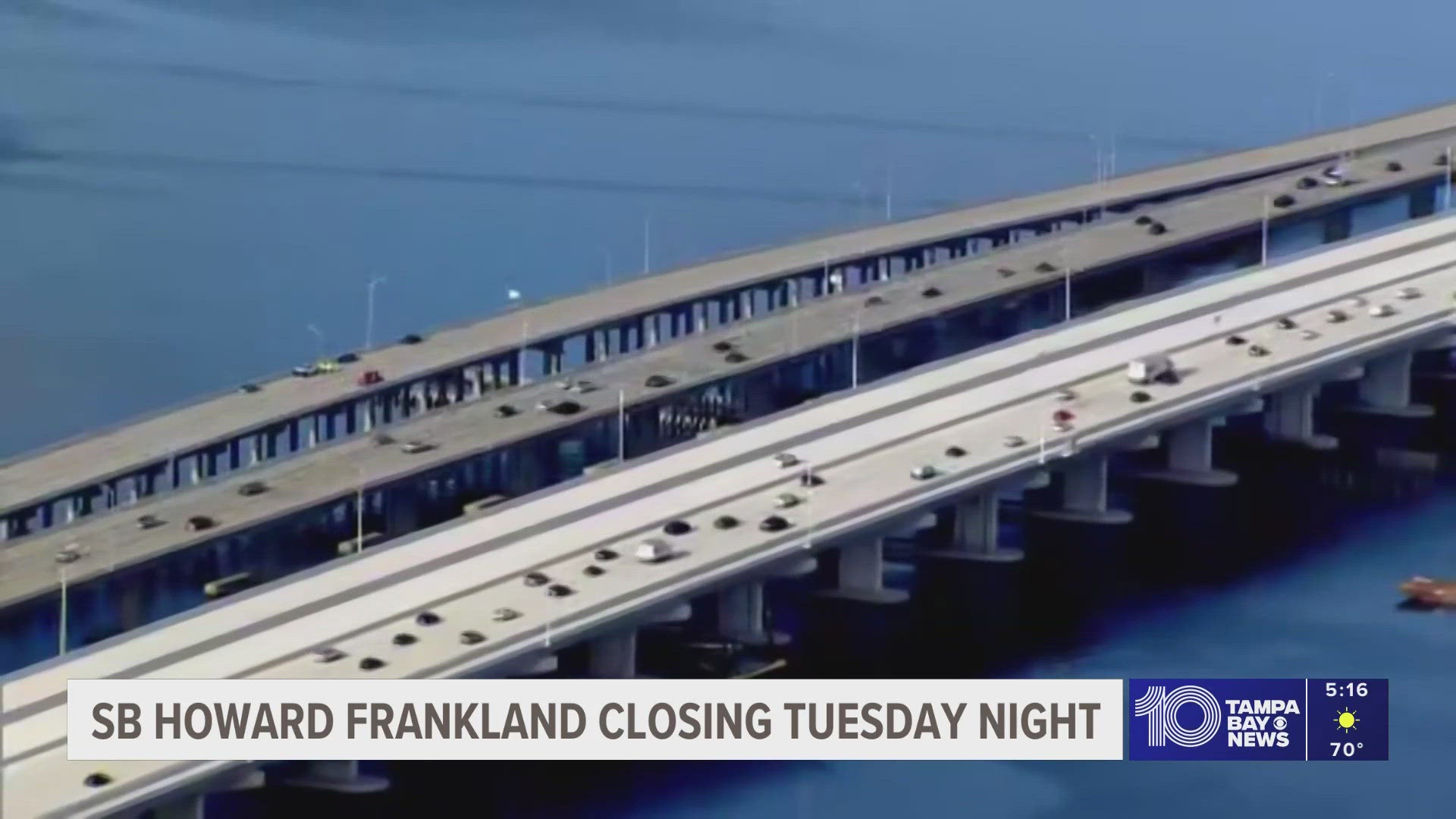 Howard Frankland Bridge overnight closure to impact southbound drivers