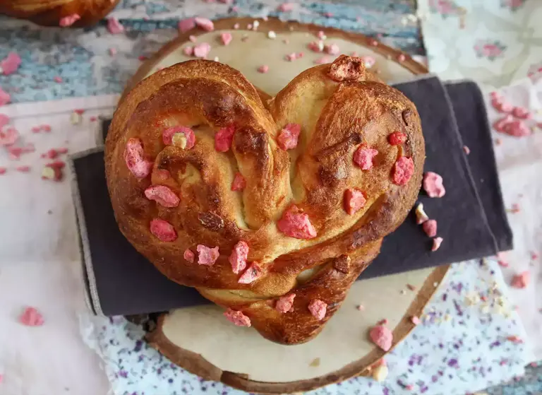 Extra soft heart-shaped brioches for Valentine's Day