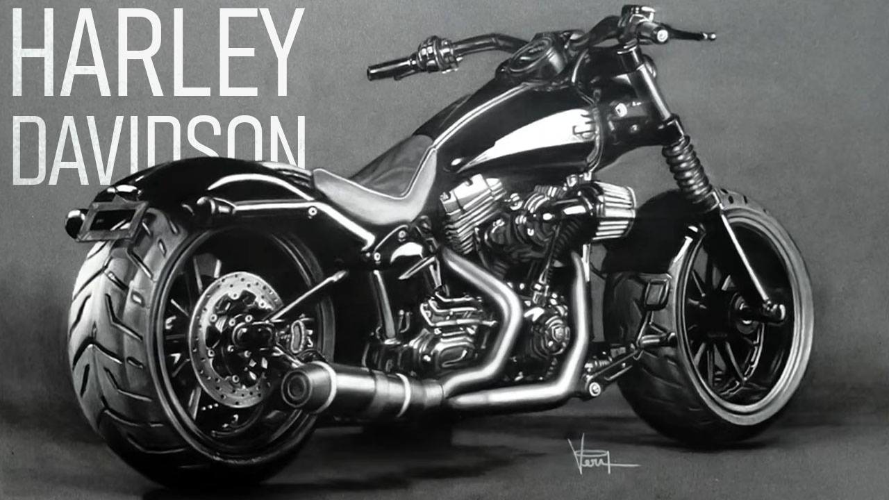 Realistic motorcycle sketch that looks like a Harley masterpiece
