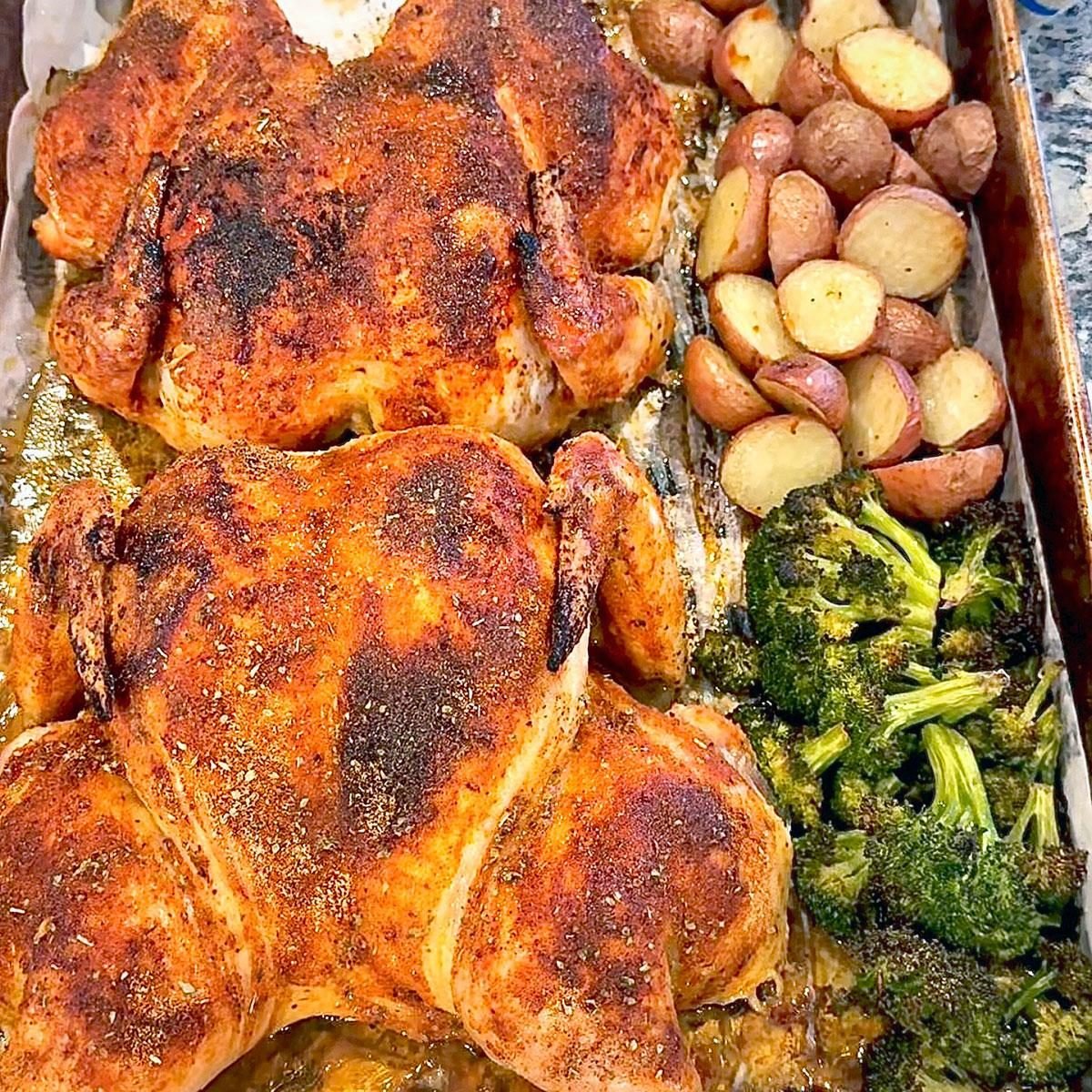 Tyler Smith’s easy spatchcock sheet pan chicken