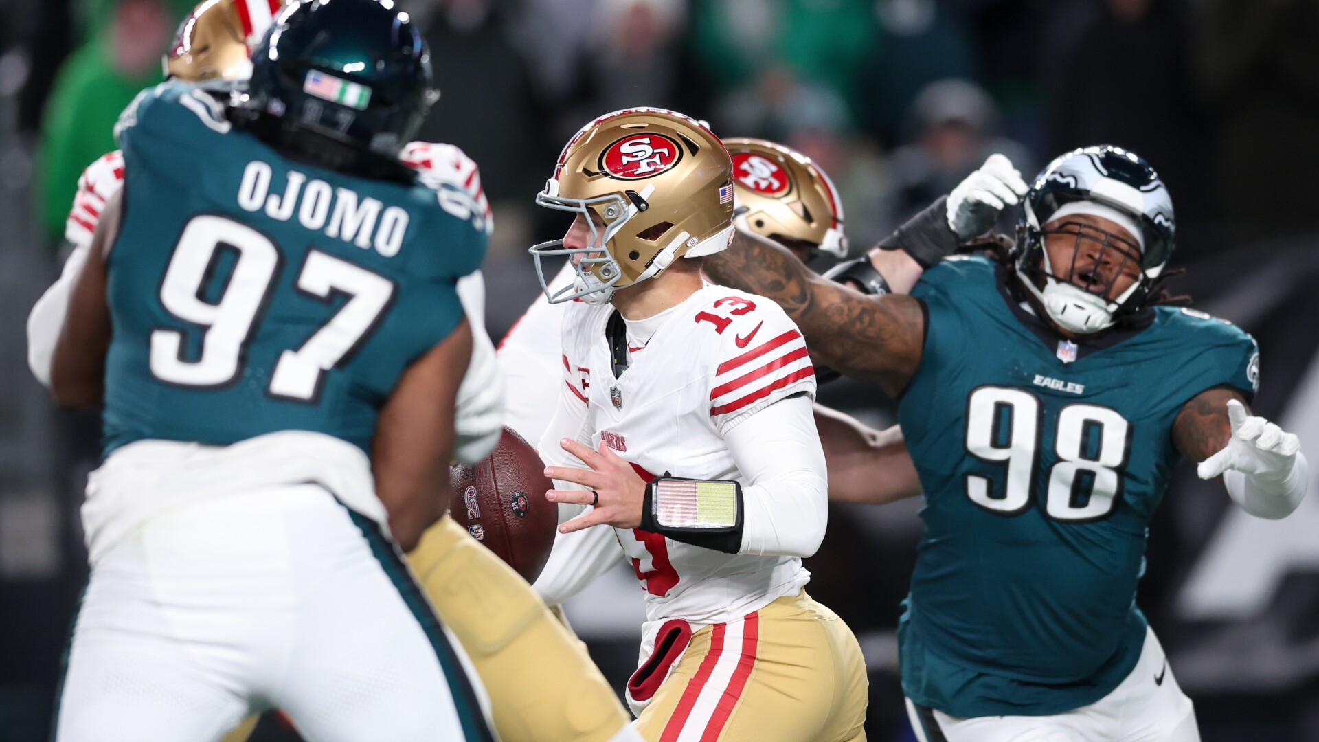 Brock Purdy made a business decision not to block Jalen Carter on trick ...