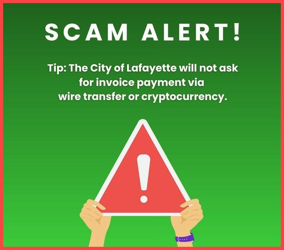Scam alert: Lafayette residents targeted by fake city invoice emails