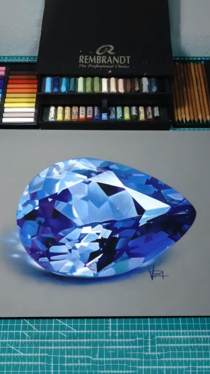 Viral soft pastel sapphire artwork with realistic light effects