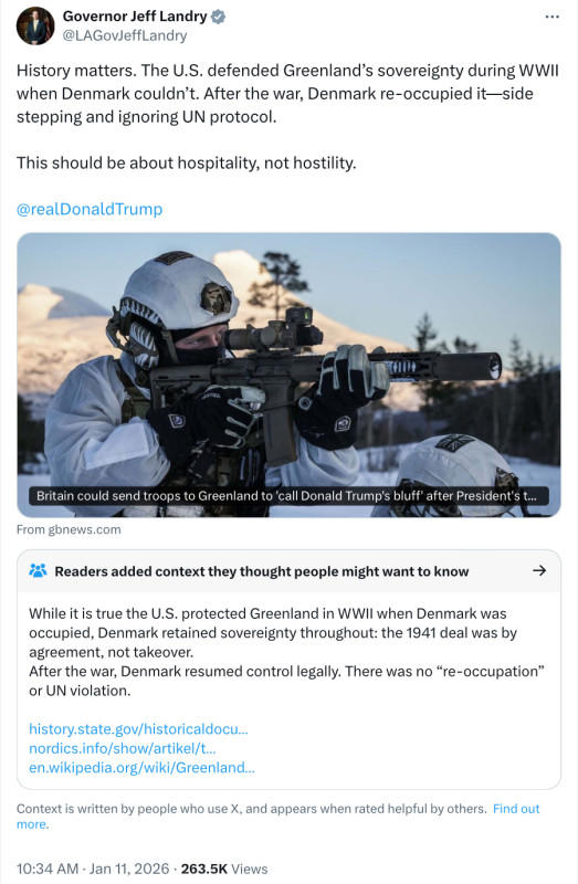 Trump’s Greenland czar slapped with community note