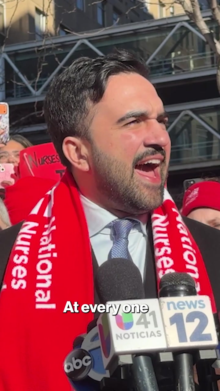 Mayor Mamdani meets with nurses on strike outside New York-Presbyterian ...