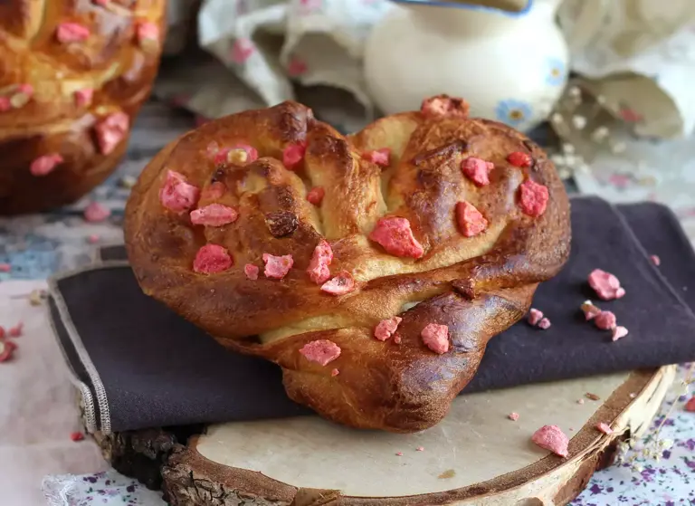 Extra soft heart-shaped brioches for Valentine's Day