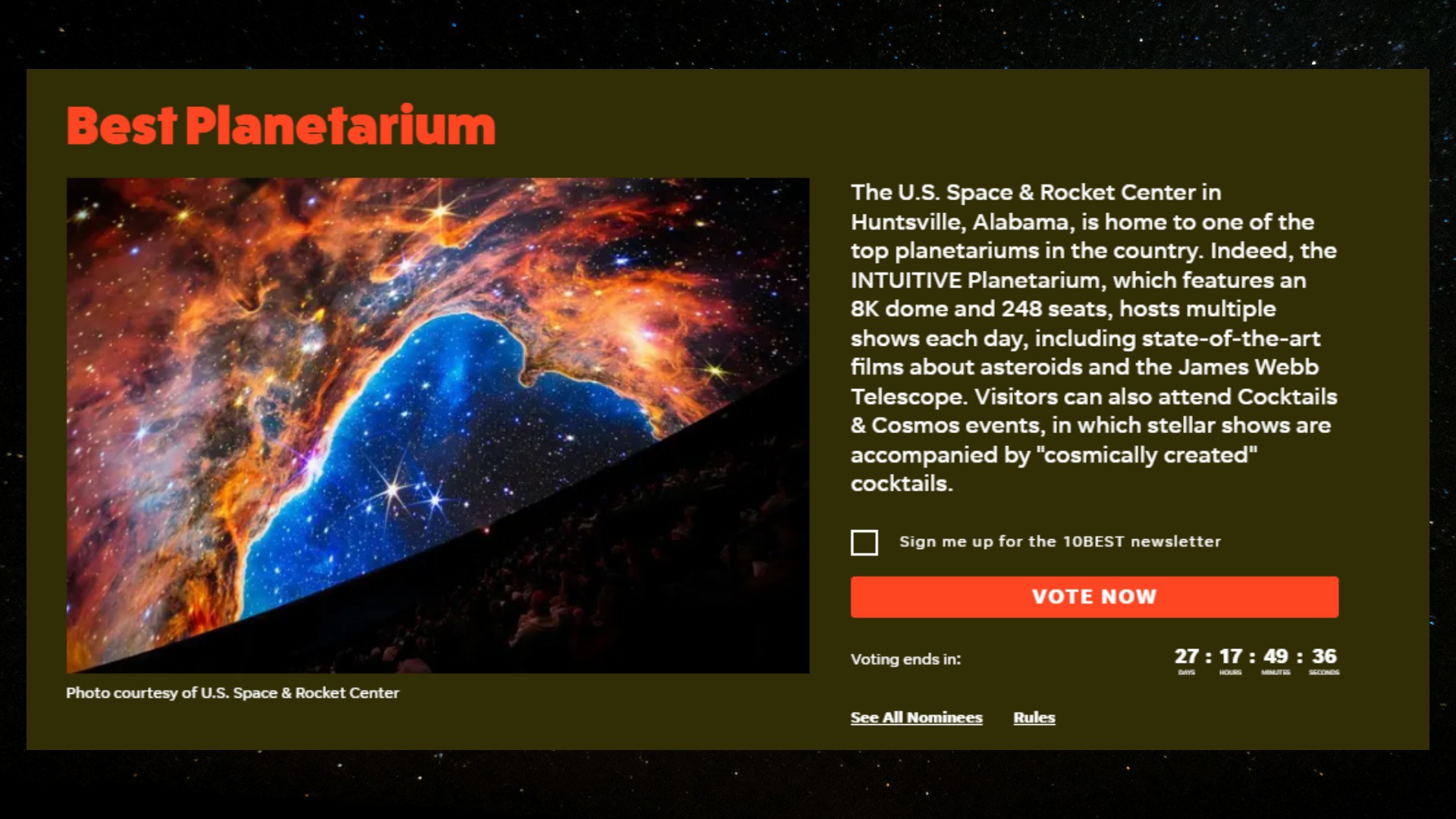 Intuitive Planetarium at the US Space & Rocket Center nominated in the ...