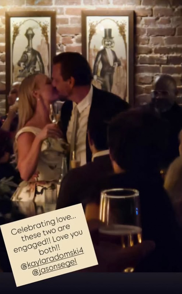 Jason Segel's fiancée Kayla Radomski shares look at engagement party