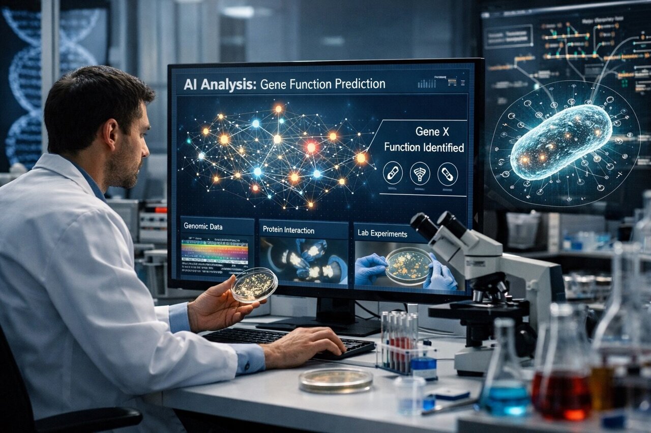 An AI-driven strategy to accelerate microbial gene function discovery