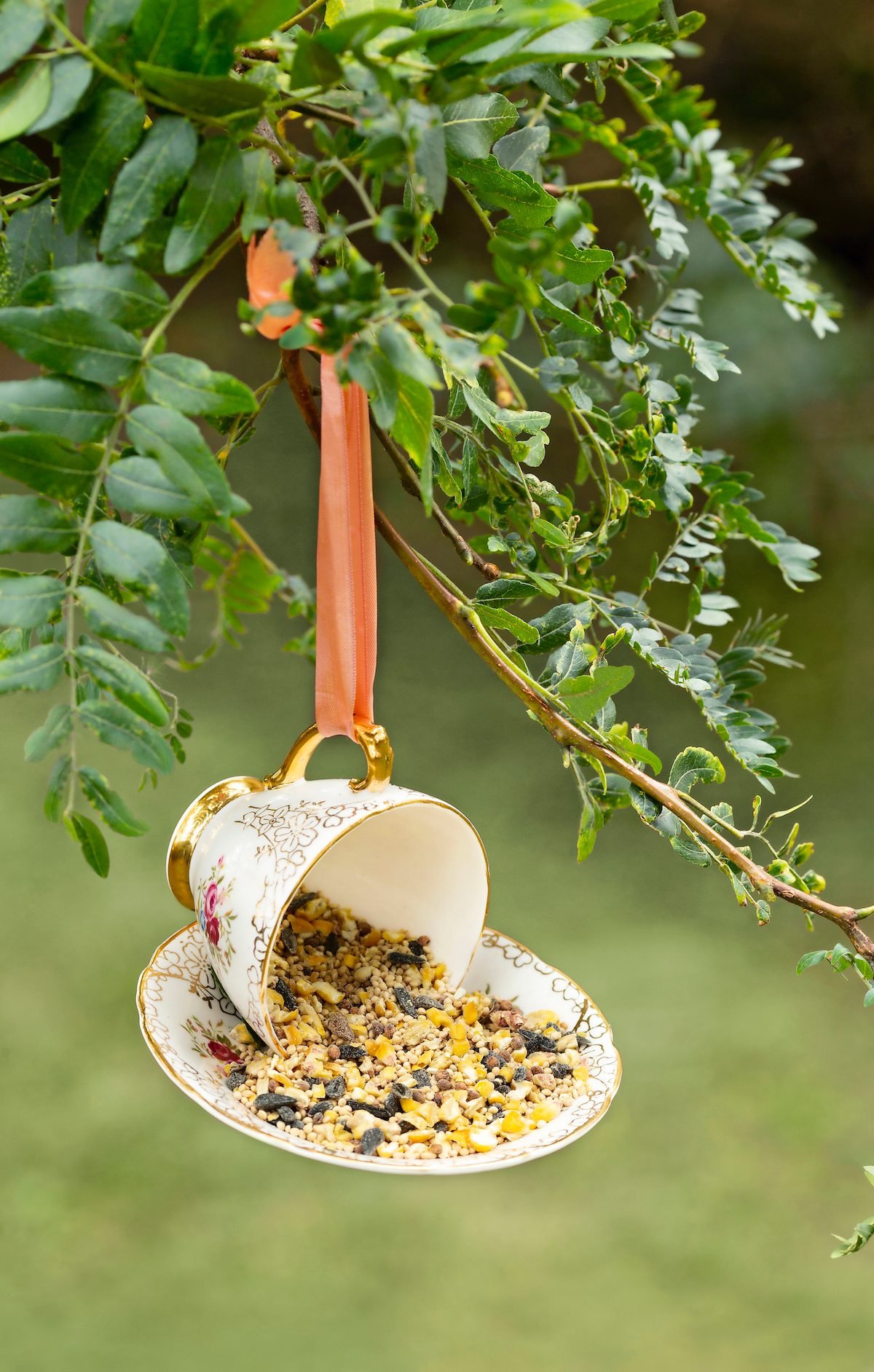 Make a DIY birdfeeder and teapot birdhouse with vintage china